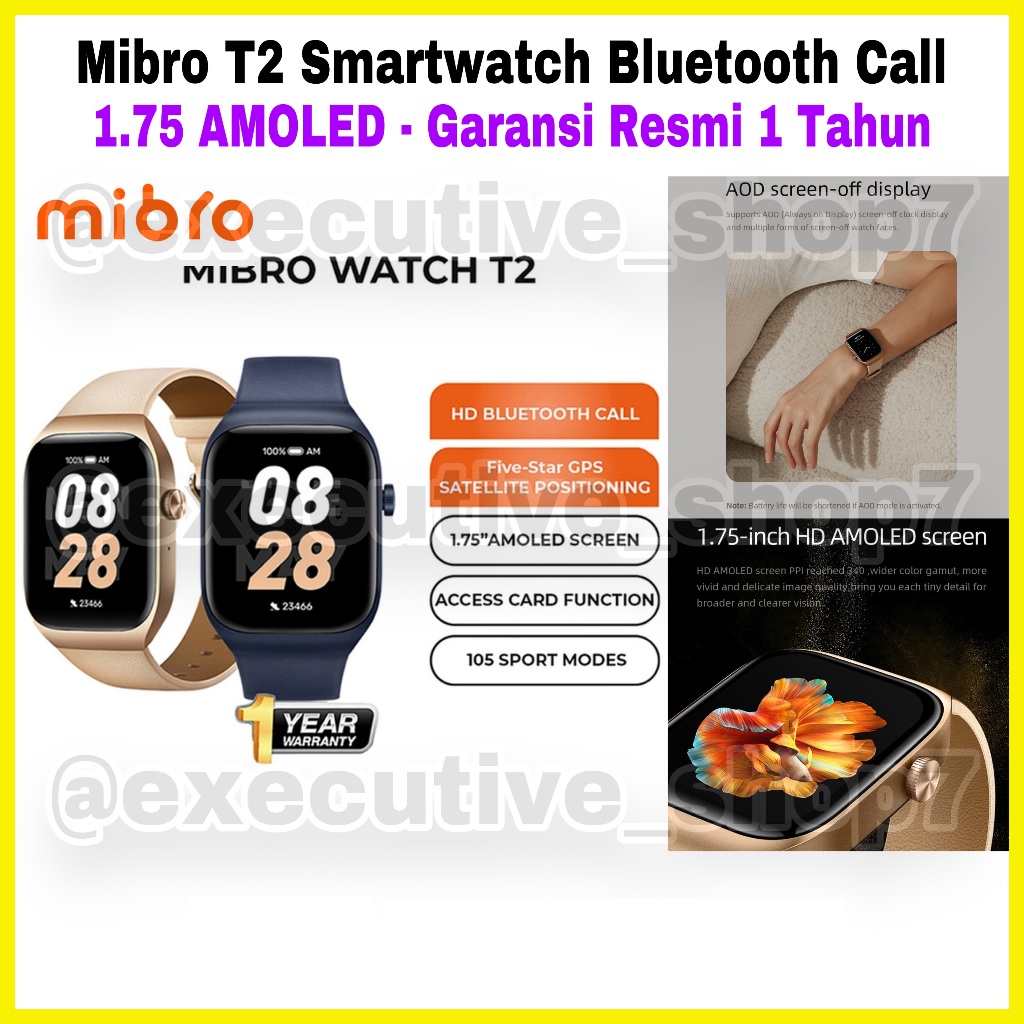 Jual Mibro T2 Smartwatch Bluetooth Call - 1.75 AMOLED - Garansi Resmi 1 ...
