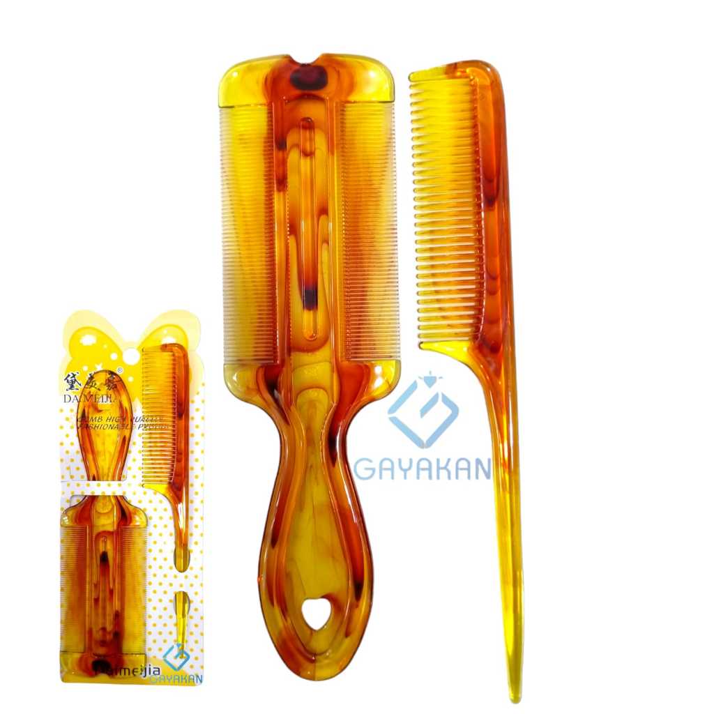 Jual Set Isi 2 pcs Sisir Serit dan Sisir Gagang Tulang Plastik Warna ...