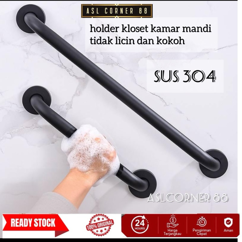 Jual Holder Kloset Wc SS304 Hitam .Pegangan Kloset Kamar Mandi Hitam ...