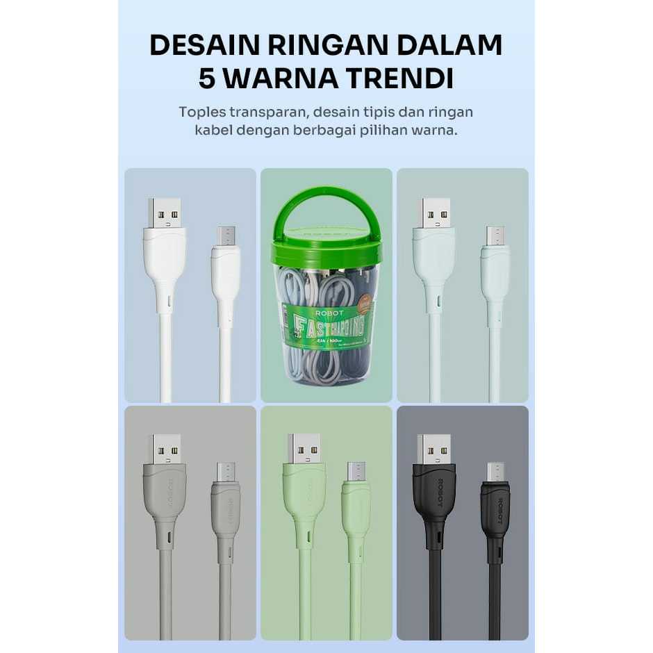 Jual KABEL DATA ROBOT RBM100 II MICRO USB FAST CHARGING RBM100 ORIGINAL ...