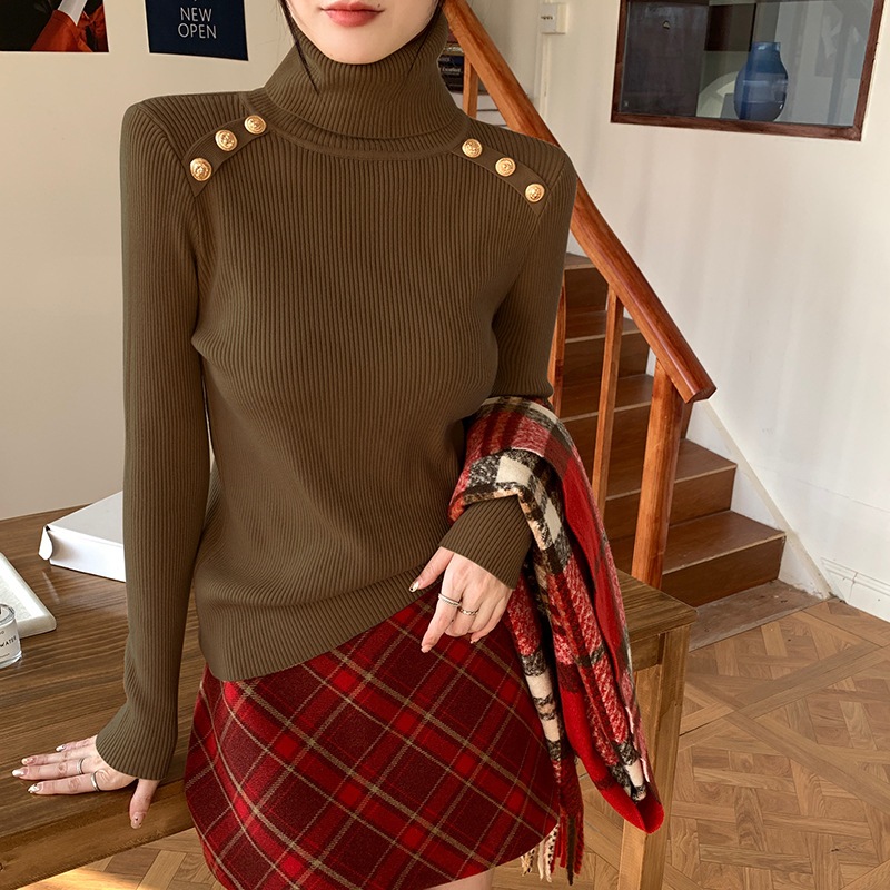 Jual Kaos Inner Rajut Wanita Rajut Lengan Panjang | Manset Turtleneck ...