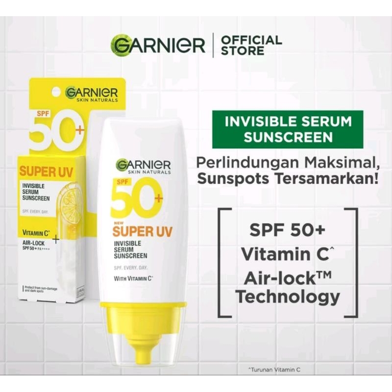 Jual GARNIER SUPER UV INVISIBLE SERUM SUNSCREEN SPF 50+ | Shopee Indonesia