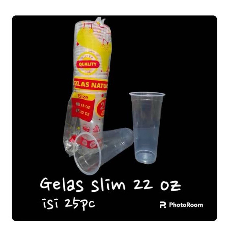 Jual CUP Plastik Datar 22 oz Slim TIPTOP Cup Bening Gelas Minuman ...