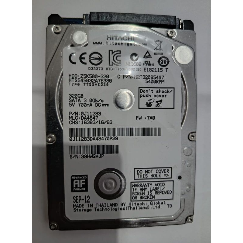 Jual ♡Tokoping♡ HARDISK LAPTOP Merek HITACHI Kapasitas 320GB | Shopee ...