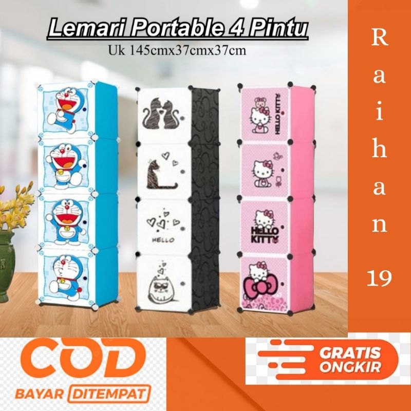 Jual Lemari Portable 4 Susun 1X4 Multigungsii Karakter / lemari ...