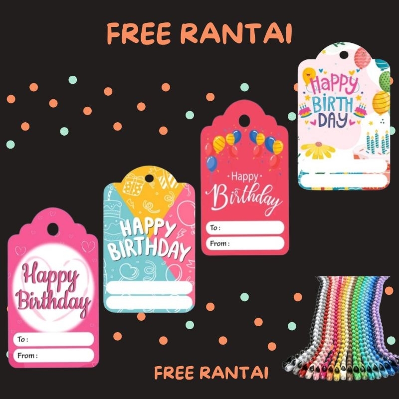 Jual Hang Tag Ulang Tahun (FREE RANTAE), HARGA SATUAN, Hang tag Paper ...