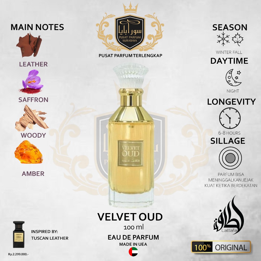 Jual Velvet Oud Lattafa Perfumes Premium Parfum Pria/Wanita/Unisex Original Made in Dubai 100ml ...
