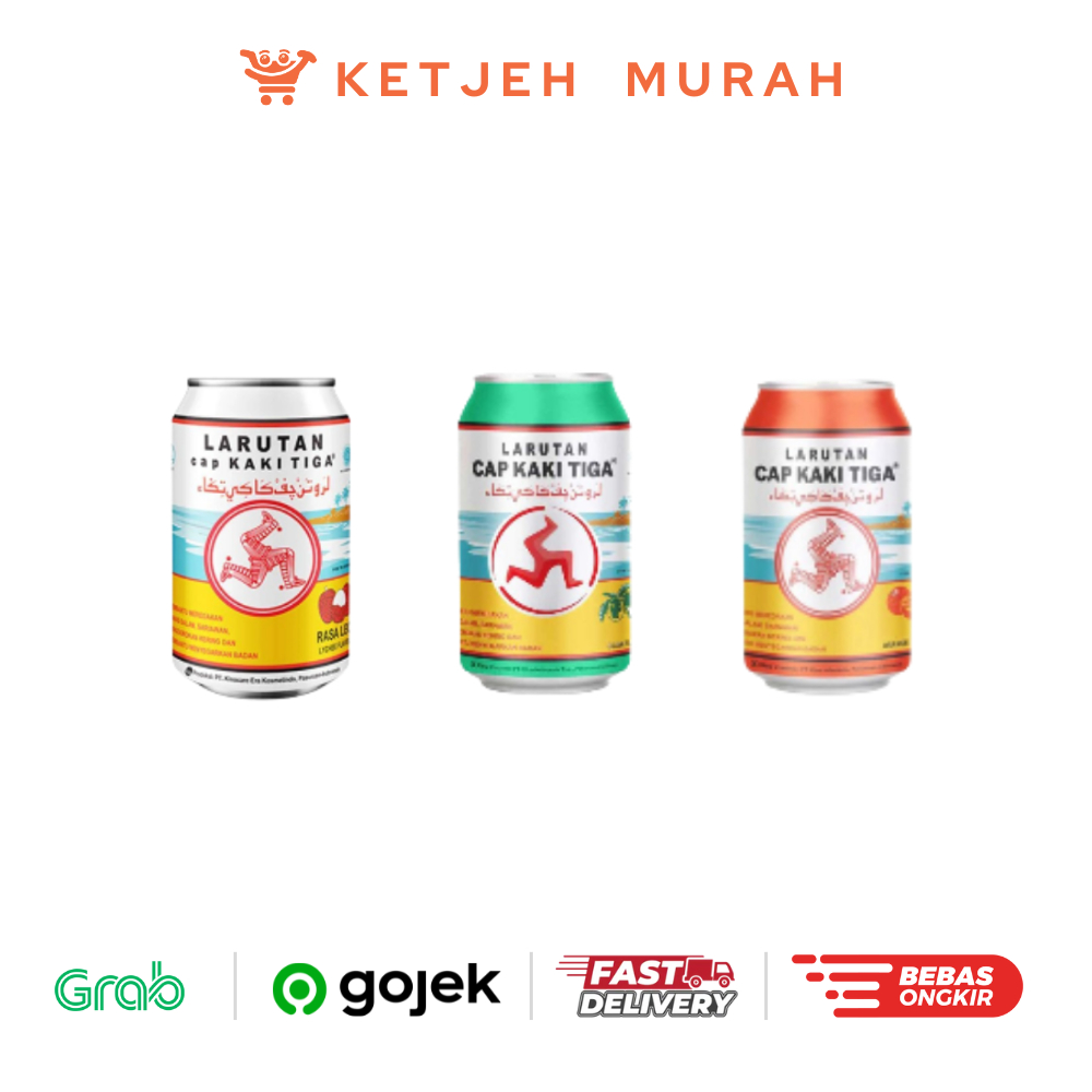 Jual Larutan Cap Kaki Tiga Can Kaleng Rasa Leci / Jeruk / Jambu 320 ML | Shopee Indonesia