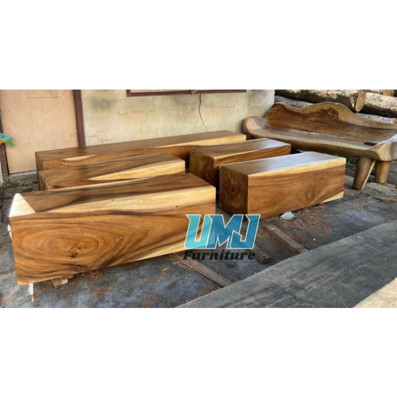 Jual Bangku Balok Log Kayu Solid Trembesi Utuh Unik - Gambar Ukuran ...