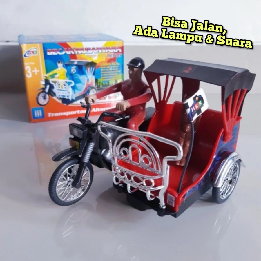 Jual Mainan Becak Motor Nusantara Baterai - Miniatur Bentor Anak Batre ...