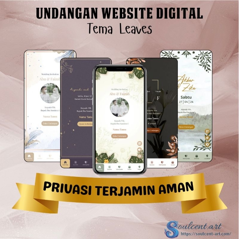 Jual Undangan Pernikahan Digital Website Kekinian Tema Leaves ...