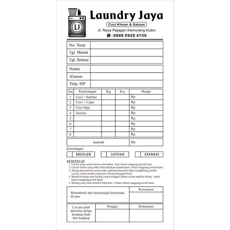 Jual nota laundry nomorator 1 rim | Shopee Indonesia
