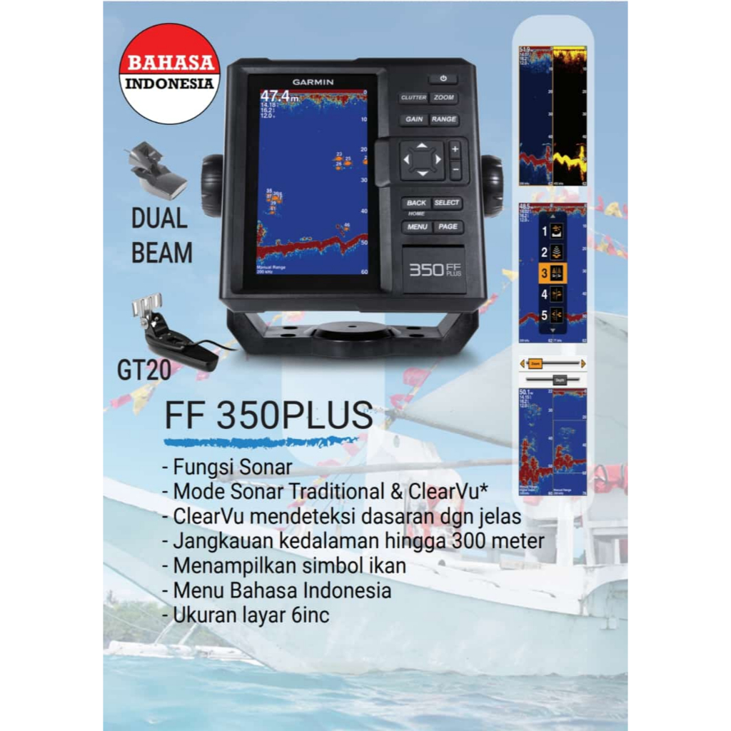 Jual FISH FINDER GARMIN 350 PLUS (Garansi Resmi TAM 2 Thn) PENDETEKSI ...
