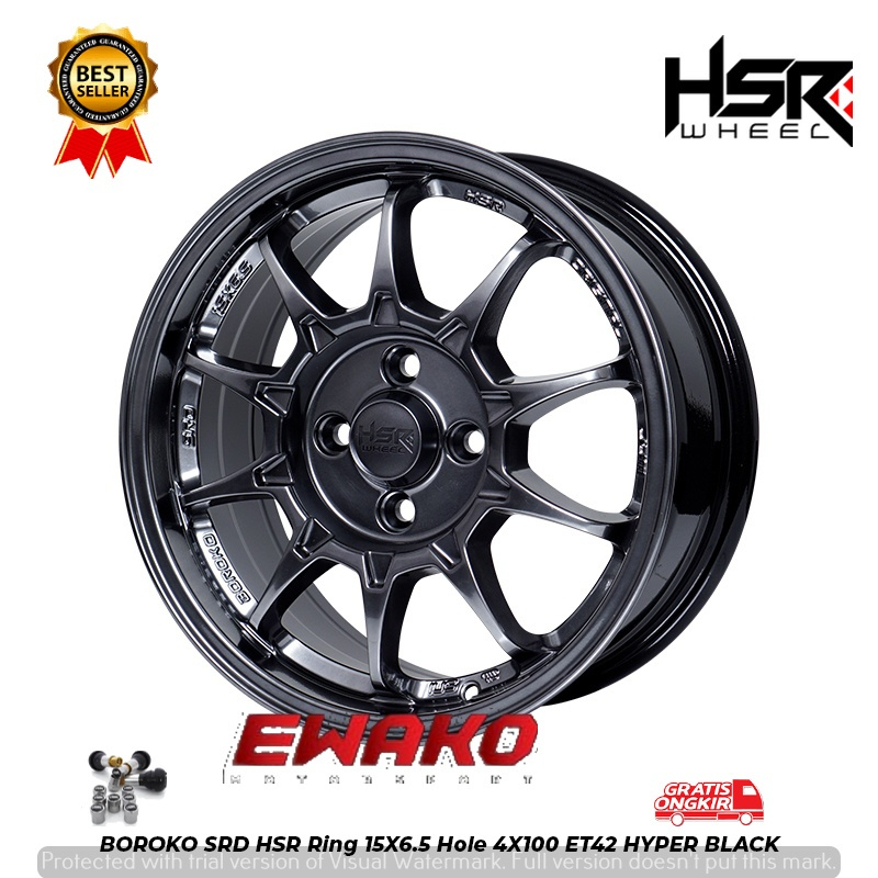 Jual VELG HSR BOROKO SRD RING 15X6.5 H4X100 ET42 HYPER BLACK BUAT MOBIL ...