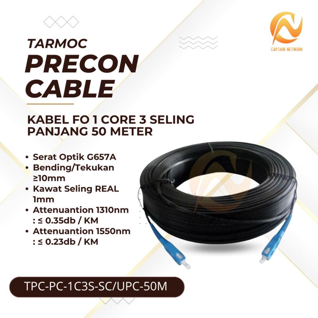 Jual Kabel FO Precon 50 Meter | Kabel Fiber Optic Drop core 50M | Shopee Indonesia