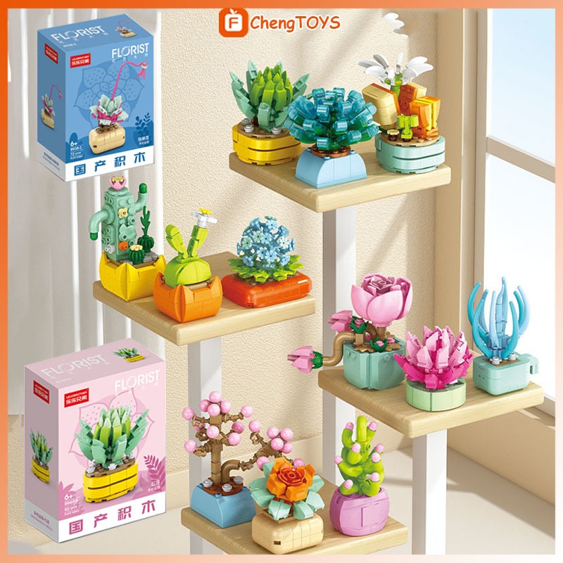 Jual FChengTOYS Partikel Kecil Block Bangunan Tanaman Sukulen Pot Bunga ...