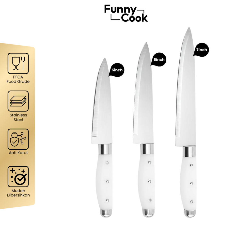 Jual FUNNYCOOK 5/6/7 Inch Pisau Buah Berkualitas Tinggi / Pisau Chef ...