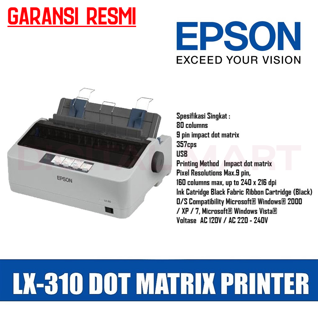 Jual Epson Printer Dot Matrix LX 310 LX-310 LX310 A4 Cetak Nota Slip ...