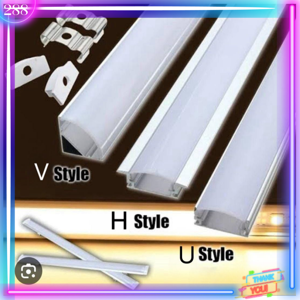 Jual LED Profile Cover Casing Housing LED Strip Rigid Aluminium 1 Meter ...