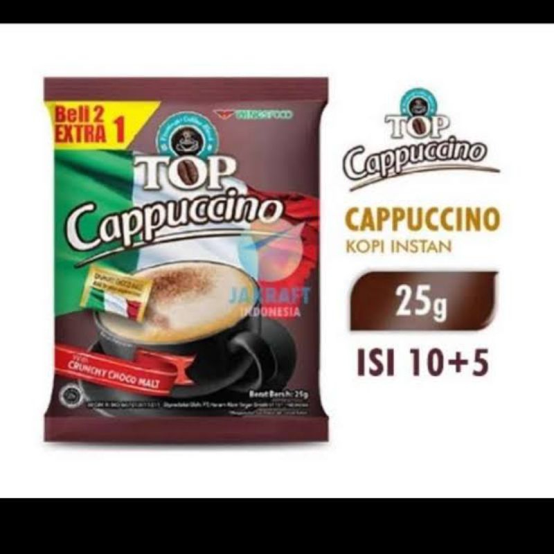 Jual Top Coffe Cappucino Sachet 25 Gram x 15 pcs (1 renceng) | Shopee ...