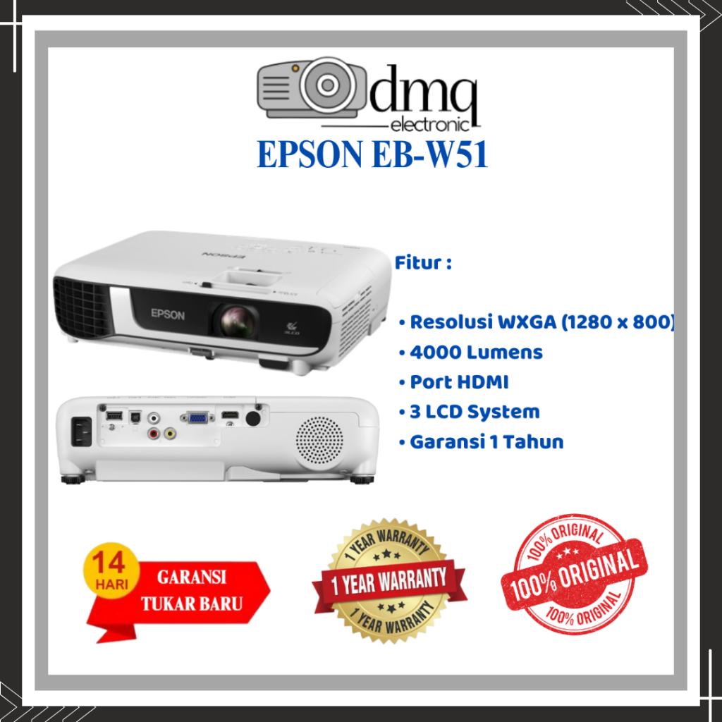 Jual Epson Eb w51 / Proyektor epson eb w51 WXGA 4000 Lumens | Shopee ...