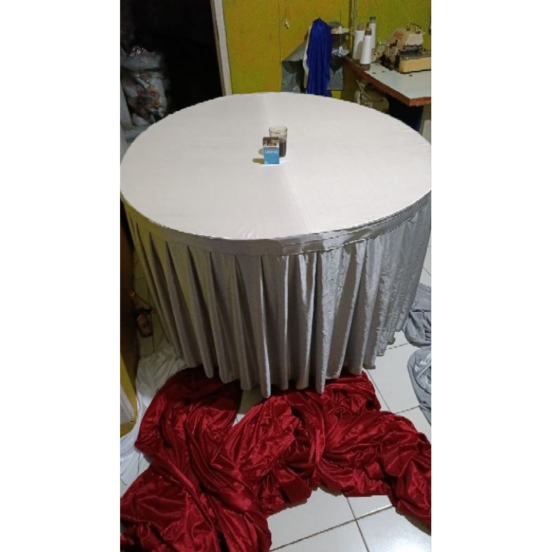 Jual cover meja bulat diameter 120cm tinggi 75 cm khusus putih | Shopee ...