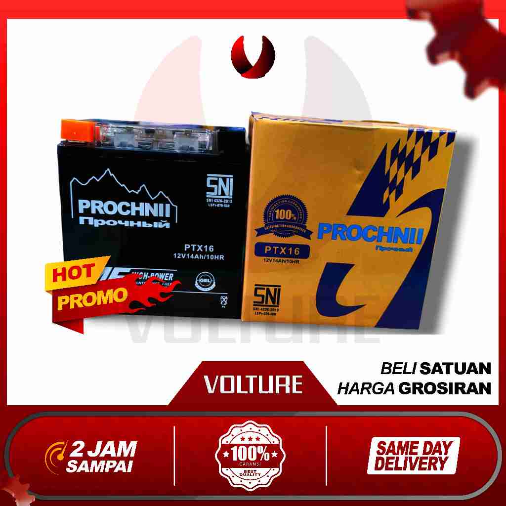 Jual Aki motor bergaransi high power kering gel ORIGINAL Prochnii PTX16 ...
