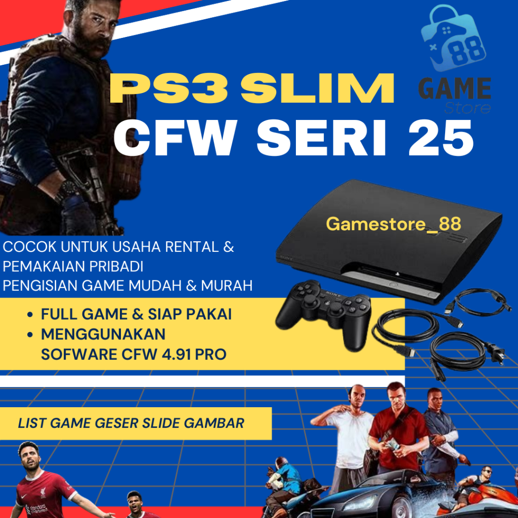 Jual PLAYSTATION 3 | PS3 SLIM SERI 25 | SERI 25 CFW | GARANSI 1 TAHUN | 320GB| 500GB | 1TB ...