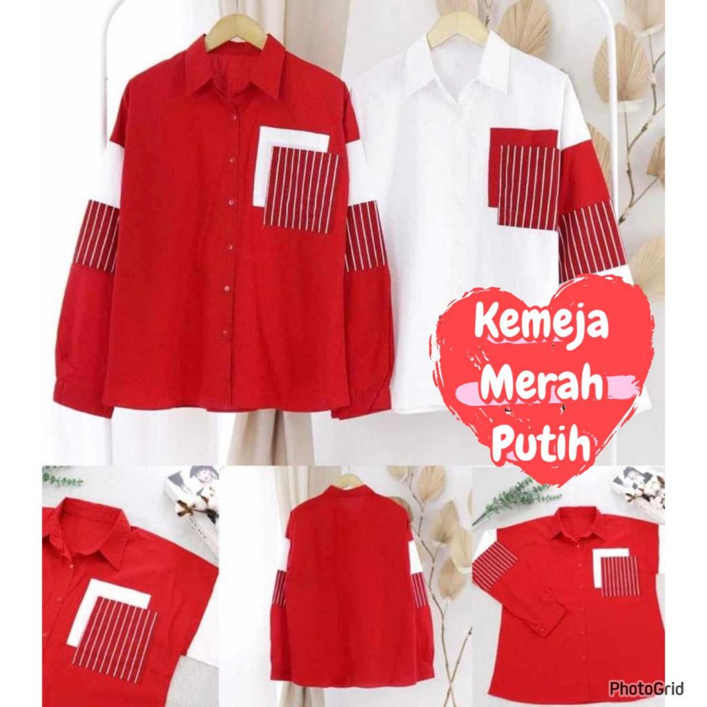 Jual POCKET SHIRT / KEMEJA KANCING KOMBINASI MERAH PUTIH EDISI 17 ...