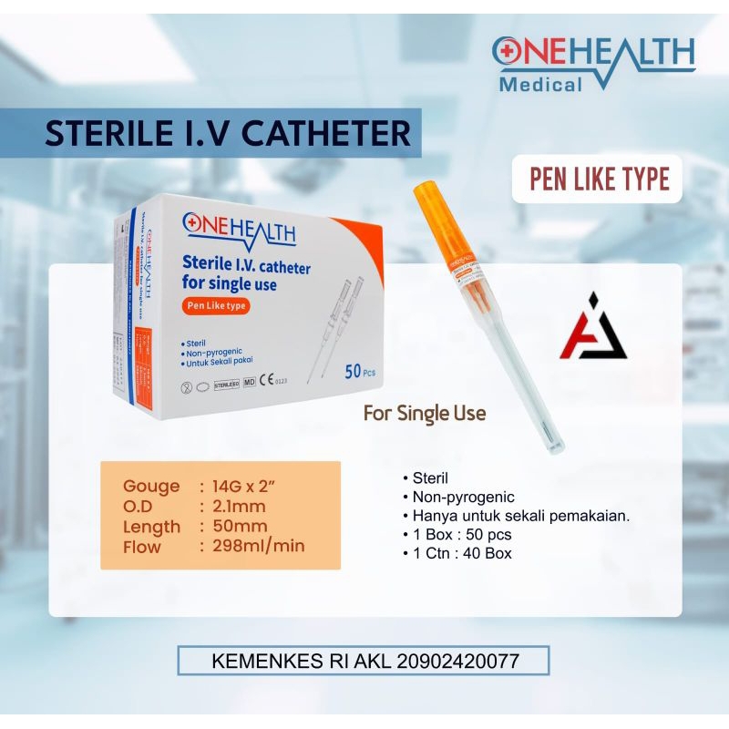Jual Onehealth IV Catheter Per Pcs / Abocath 14G , 16G , 18G , 20G , 22G , 24G , 26G | Shopee ...