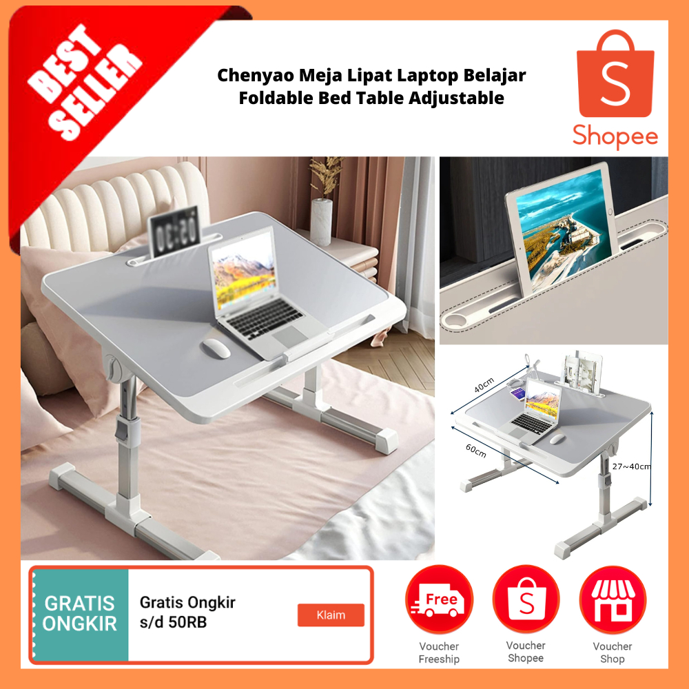 Jual Meja Lipat Laptop Belajar Foldable Bed Table Adjustable / Meja ...