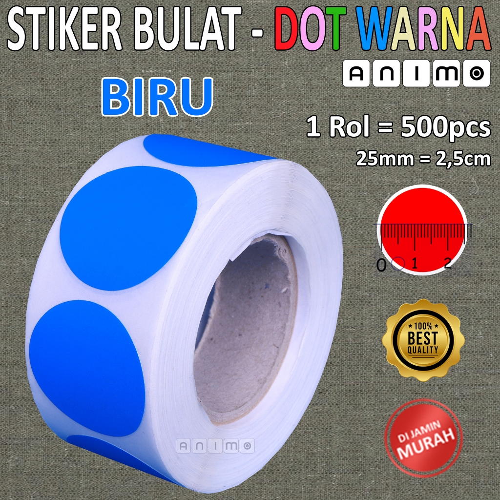 Jual Stiker Bulat Warna - COLOR DOT STICKERS - ROL 25 MM = 2,5 CM ...
