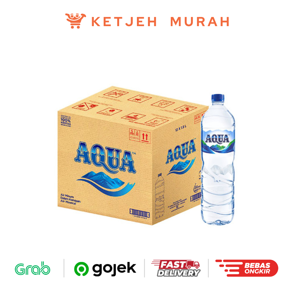 Jual Aqua Botol 1500 ML / 1.5 Liter Air Mineral 1 Dus isi 12 Botol ...
