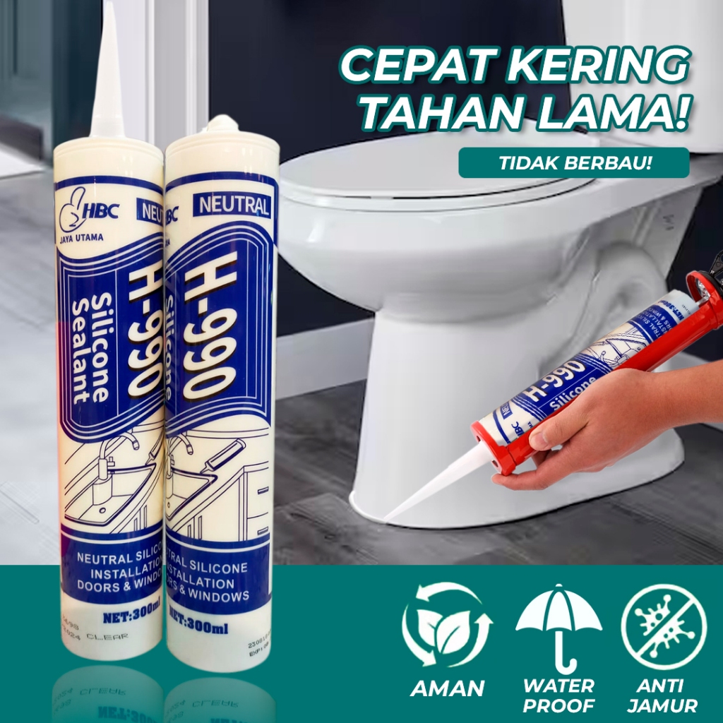 Jual HBC LEM SEALANT H-990 Neutral Lem Pintu, Kaca, Toilet, Dapur ...