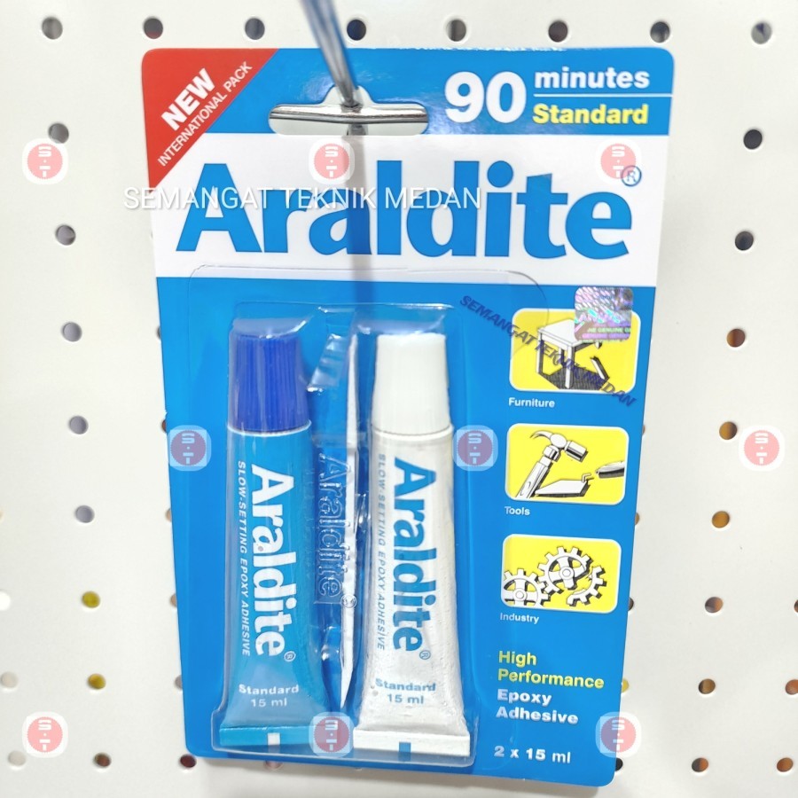 Jual LEM EPOXY BESI ARALDITE STANDARD 90 MENIT MINUTES ADHESIVE BIRU ...