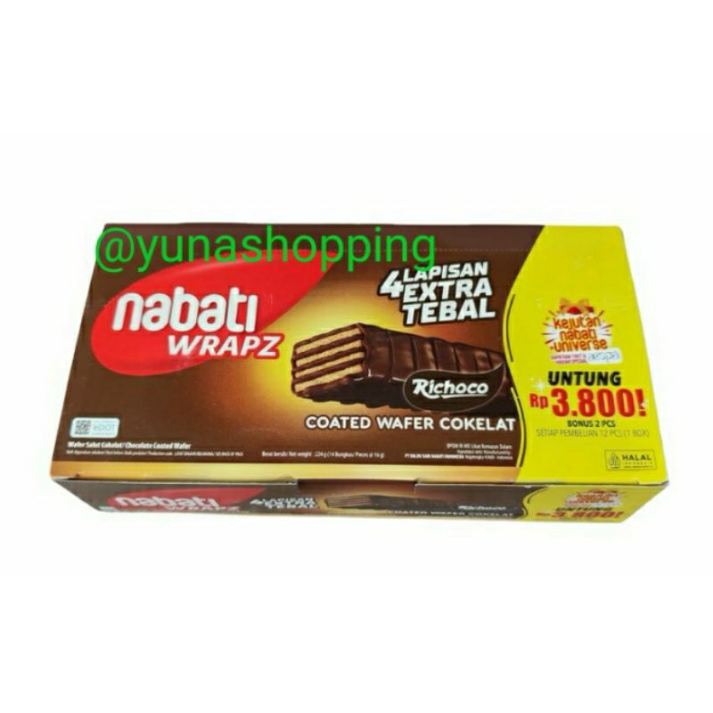 Jual Nabati Wrapz coated wafer coklat per box isi 14 bungkus@16g ...