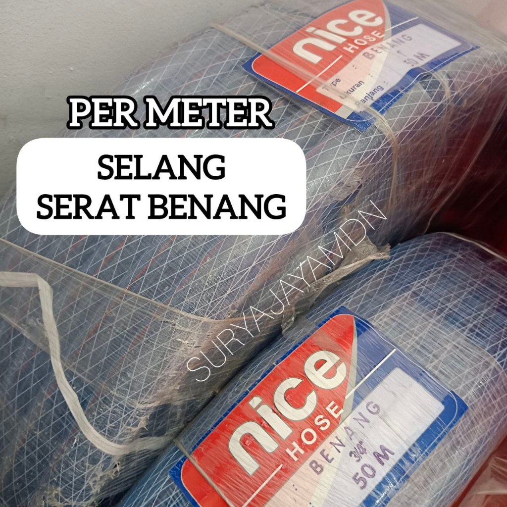 Jual [PER METER] SELANG AIR SERAT BENANG BIRU TRANSPARAN 1/2; 5/8; 3/4 DAN 1 INCH NILON NICE ...
