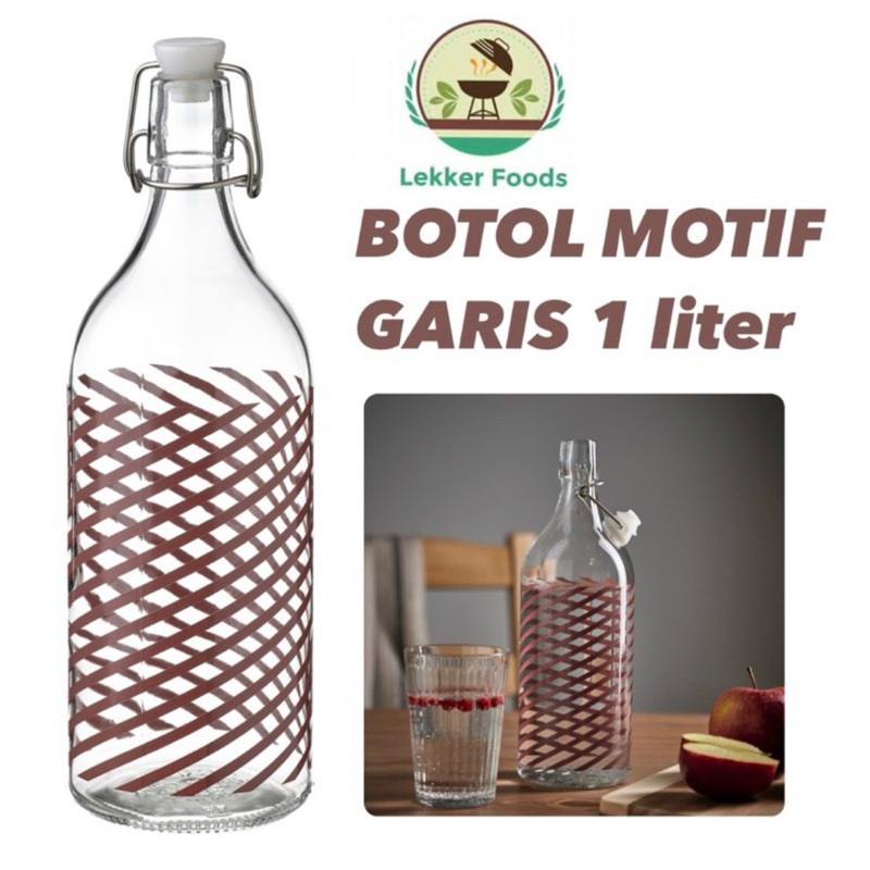 Jual Botol Air Minuman Motif Garis Korken 1 liter | Shopee Indonesia