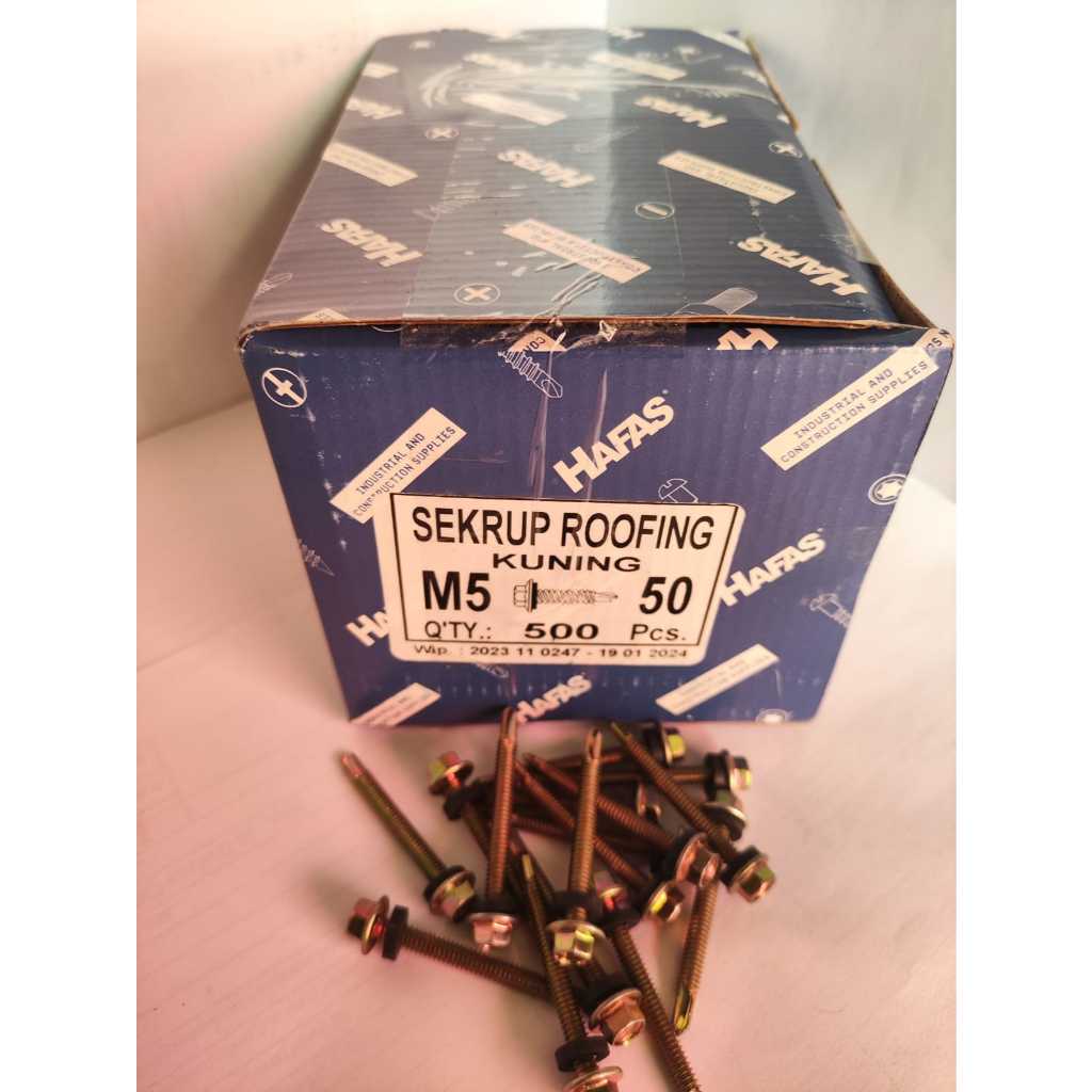 Jual Sekrup roofing kuning M5 x 50 Hafas Per Kotak // SDS 12 x 50 ...