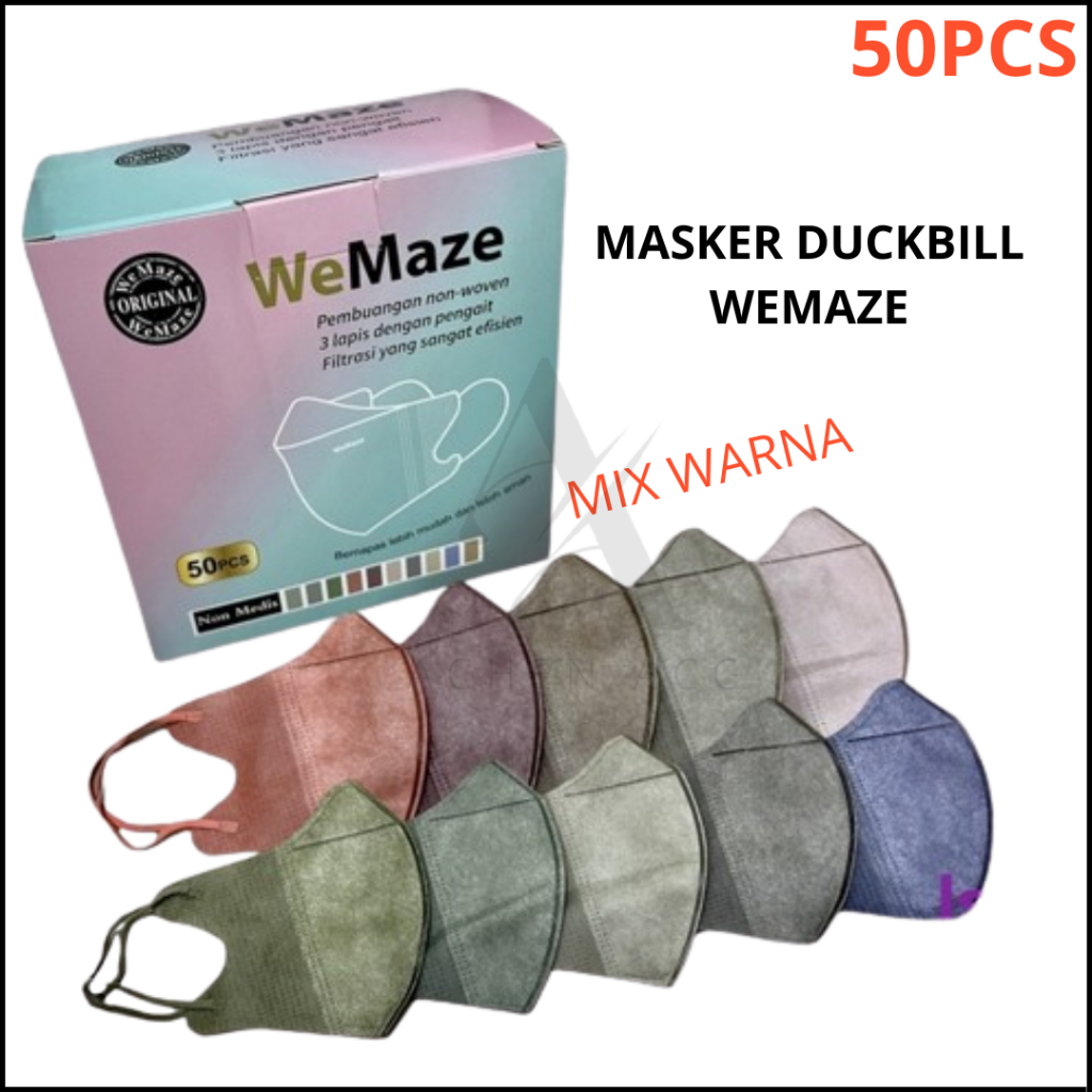 Jual Masker Duckbill WeMaze Mix Warna 1Box isi 50Pcs Masker Duckbill ...