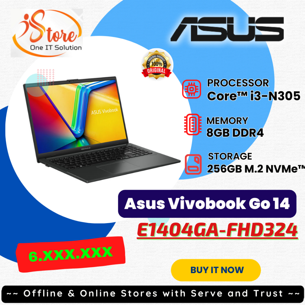 Jual Asus Vivobook Go 14 E1404GA-FHD321_Core i3-N305/8GB/256GB SSD/14 ...