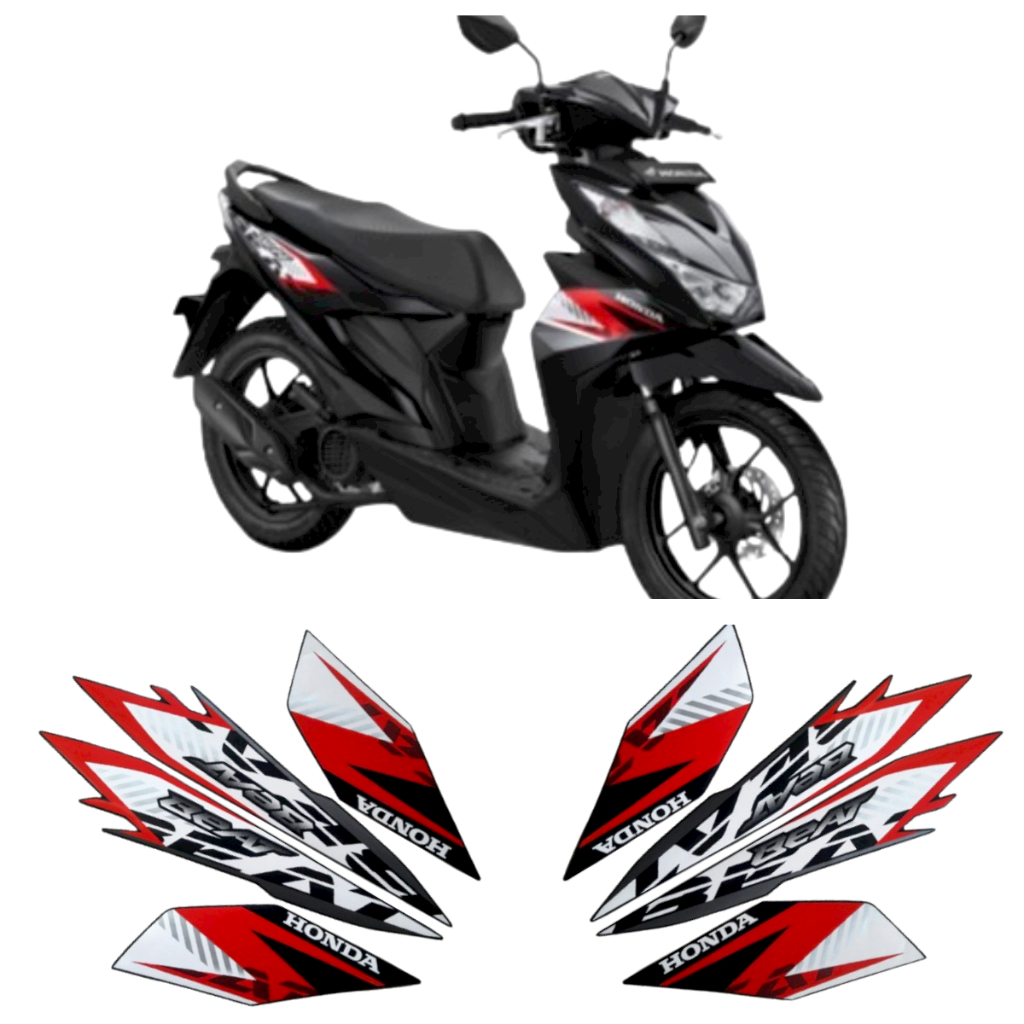 Jual sticker striping motor beat cbs tahun 2023 body hitam sayap merah ...