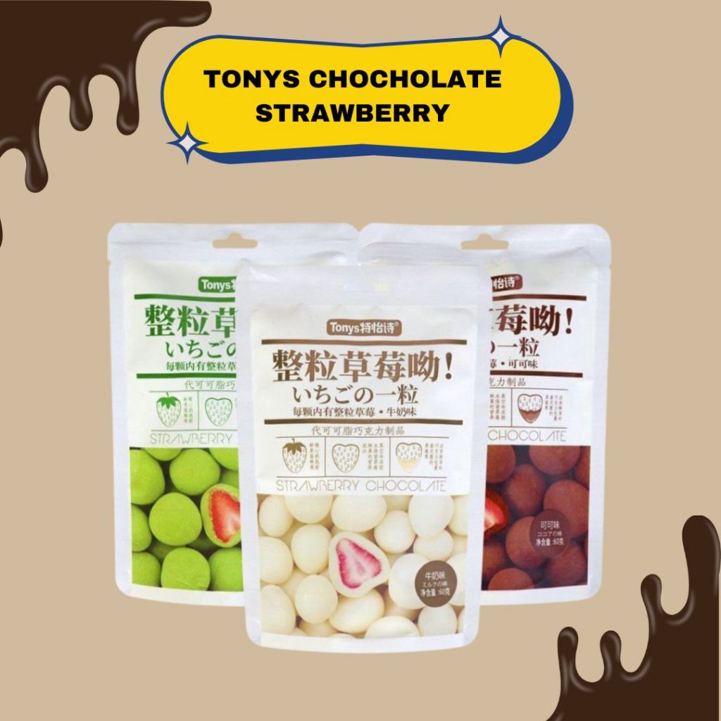 Jual SNACK Buah Tonys Chocolate Strawberry HALAL Dengan Buah Strawberry ...