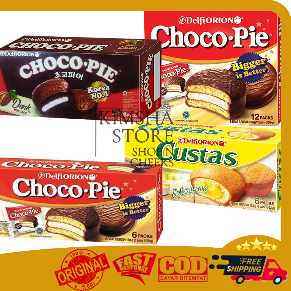 Jual Delfiorion Choco Pie 6 Pack & 12 Pack Makanan Ringan Biskuit Kue ...