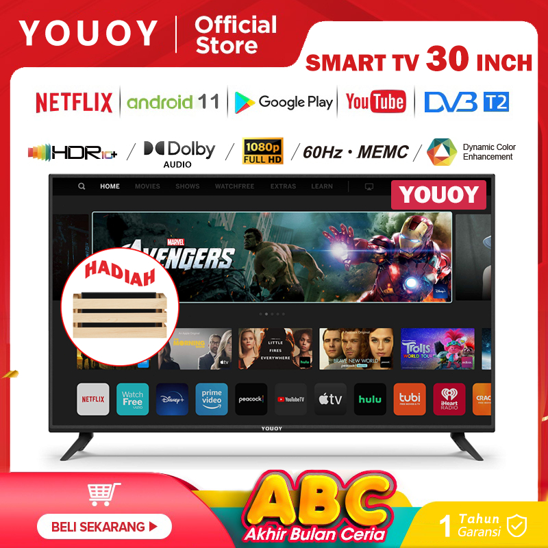 Jual Terkini Smart TV 30 Inch - TV Android OS 12.0 - Panel A+/FHD 2K ...