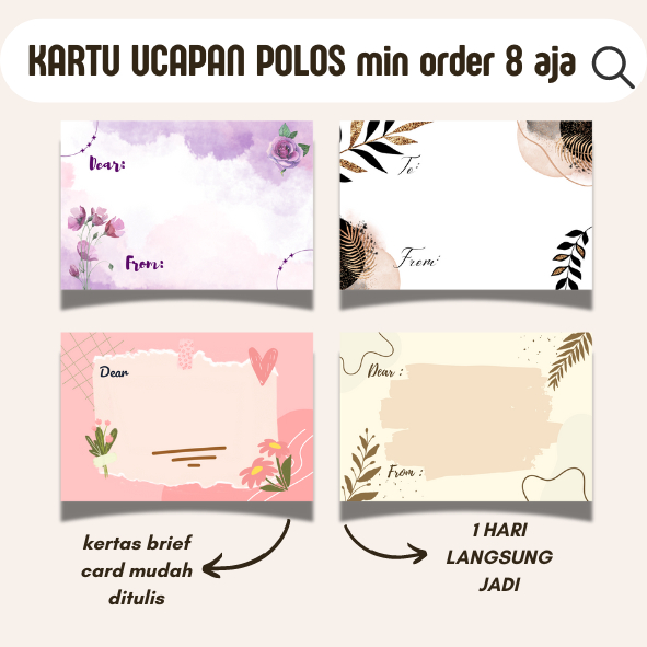 Jual Kartu Ucapan Polos, Gretting card polos, blank card bisa tulis ...