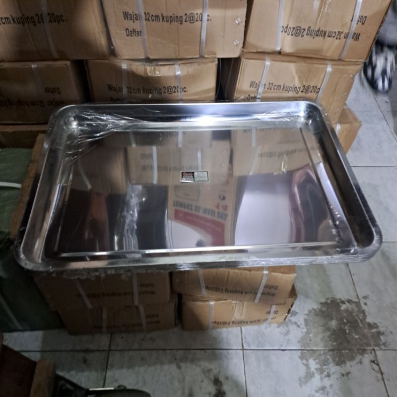 Jual Baki Tray Nampan Jumbo Stainless Steel 70×50×4,8 cm | Shopee Indonesia