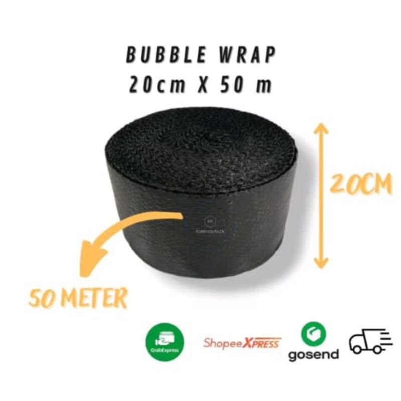 Jual BUBBLE WRAP 20 CM x 50 METER bublewarp packing hitam dan bening ...