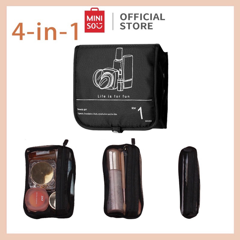 Jual MINISO Pouch Kosmetik 4-in-1 Dilepas Tas Make Up Portable Tempat ...