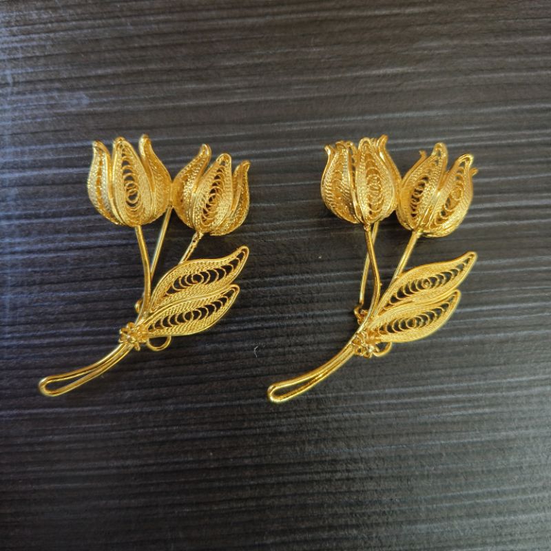 Jual bros bunga tulip lapis emas 24k kualitas premium asli kerajinan ...